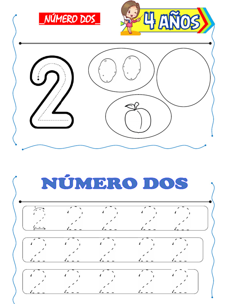 Trazos Del Número Dos para Niños de 4 Años | PDF