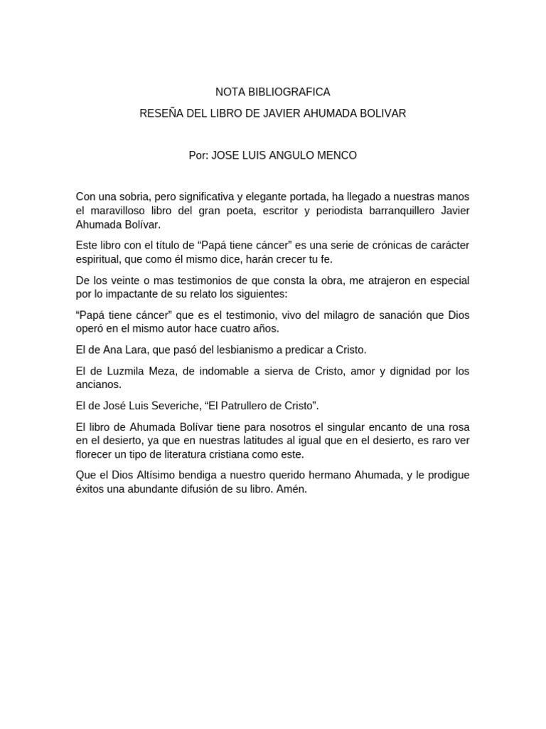 NOTA BIBLIOGRAFICA | PDF