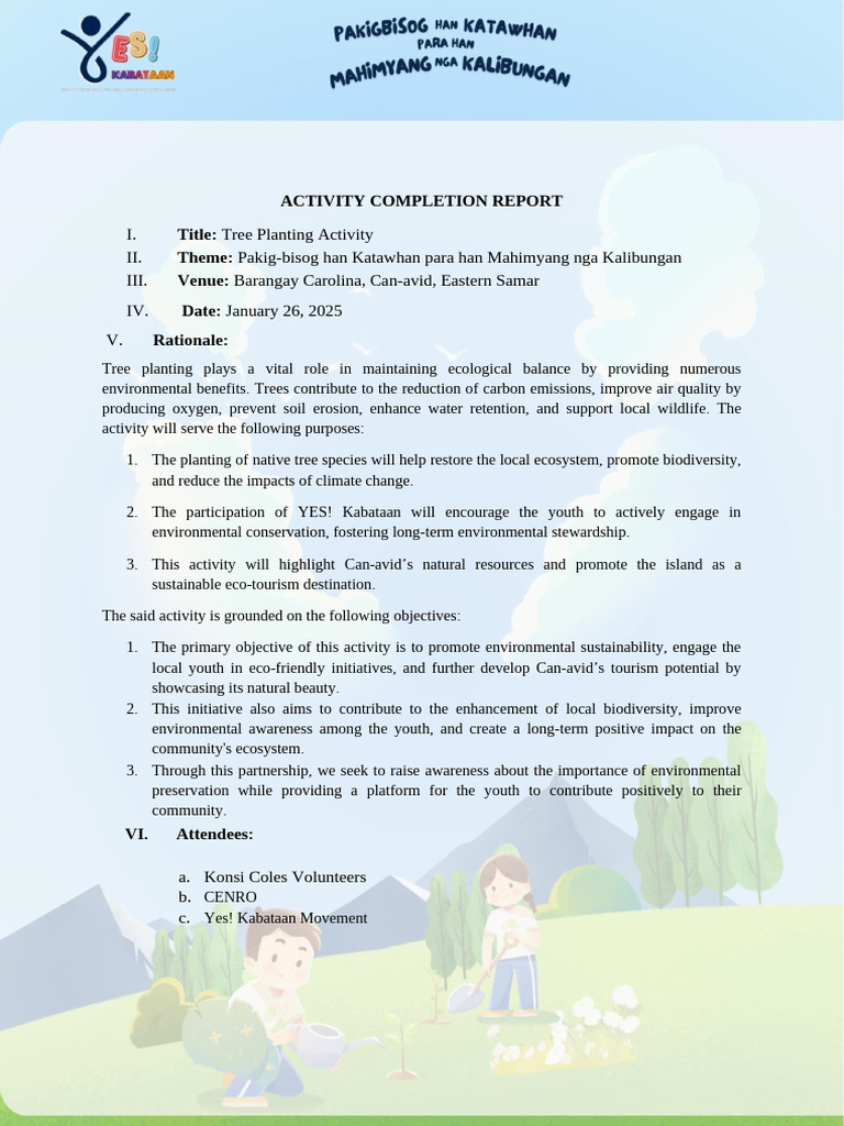 Activity Completion Report Carolina | PDF | Sustainability | Trees