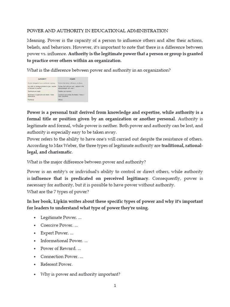 Week Viii Power and Authority in Administration | PDF | Power (Social ...