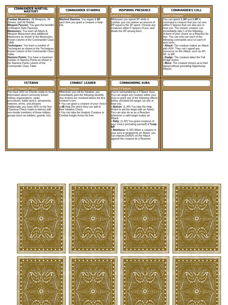 Commander Class Features Overview | PDF | Military