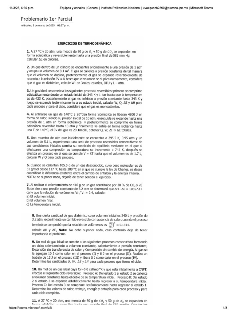 Problemario 1er Parcial Química Industrial | PDF
