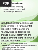 Math 7 q1 Percentage Increase-Decrease | PDF | Percentage | Mathematics