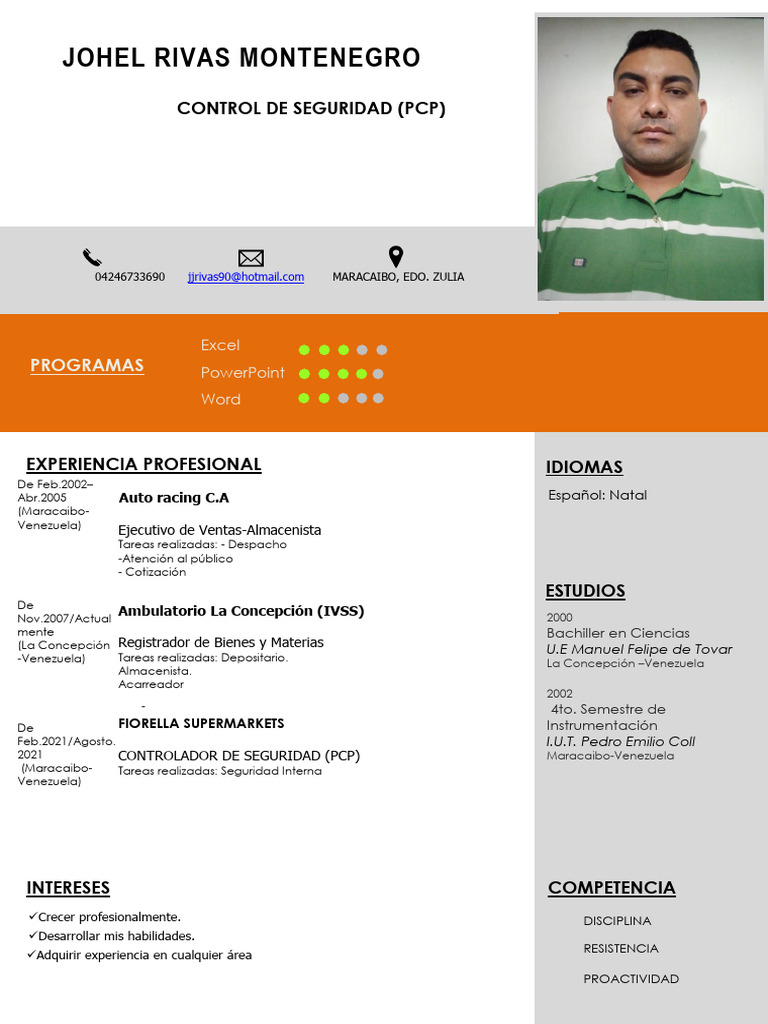 Johel Rivas Curriculum V | PDF