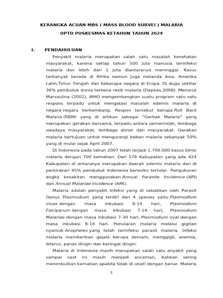 KEK MBS MALARIA PKM KTH | PDF