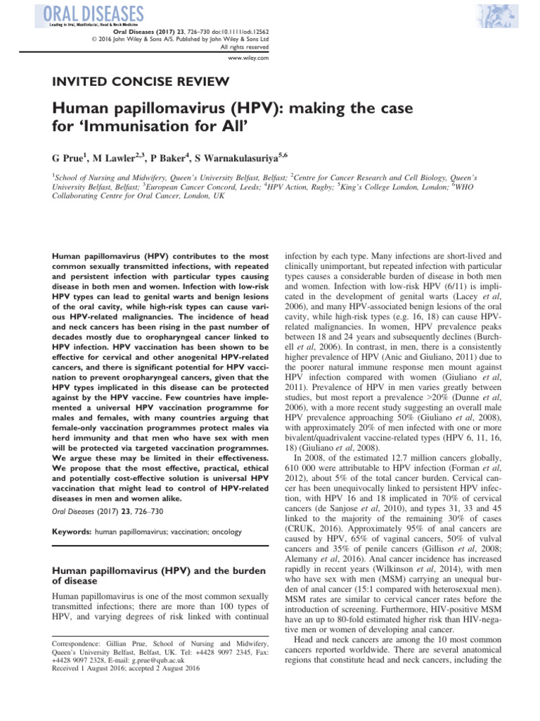 HPV Making The Case For Immunisation For All | PDF | Cervical Cancer | Head And Neck Cancer