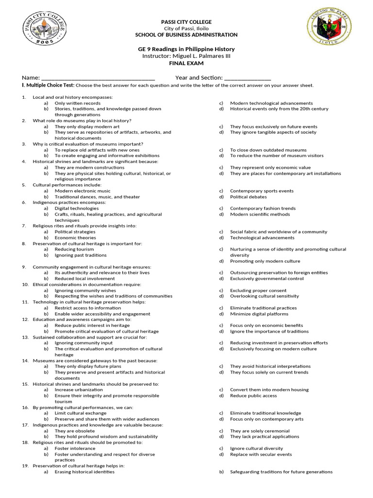 GE 4 Readings in History (Midterm) | PDF | Cultural Heritage | Museum