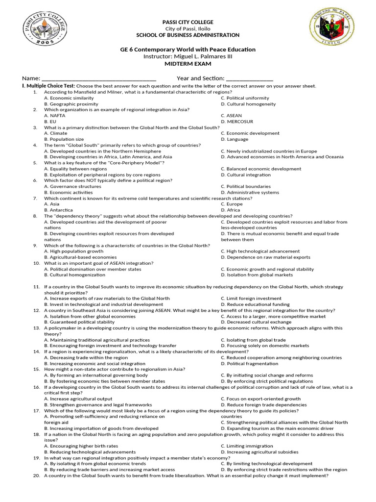 GE 4 Contemporary World (Midterm) | PDF | Violence | Globalization