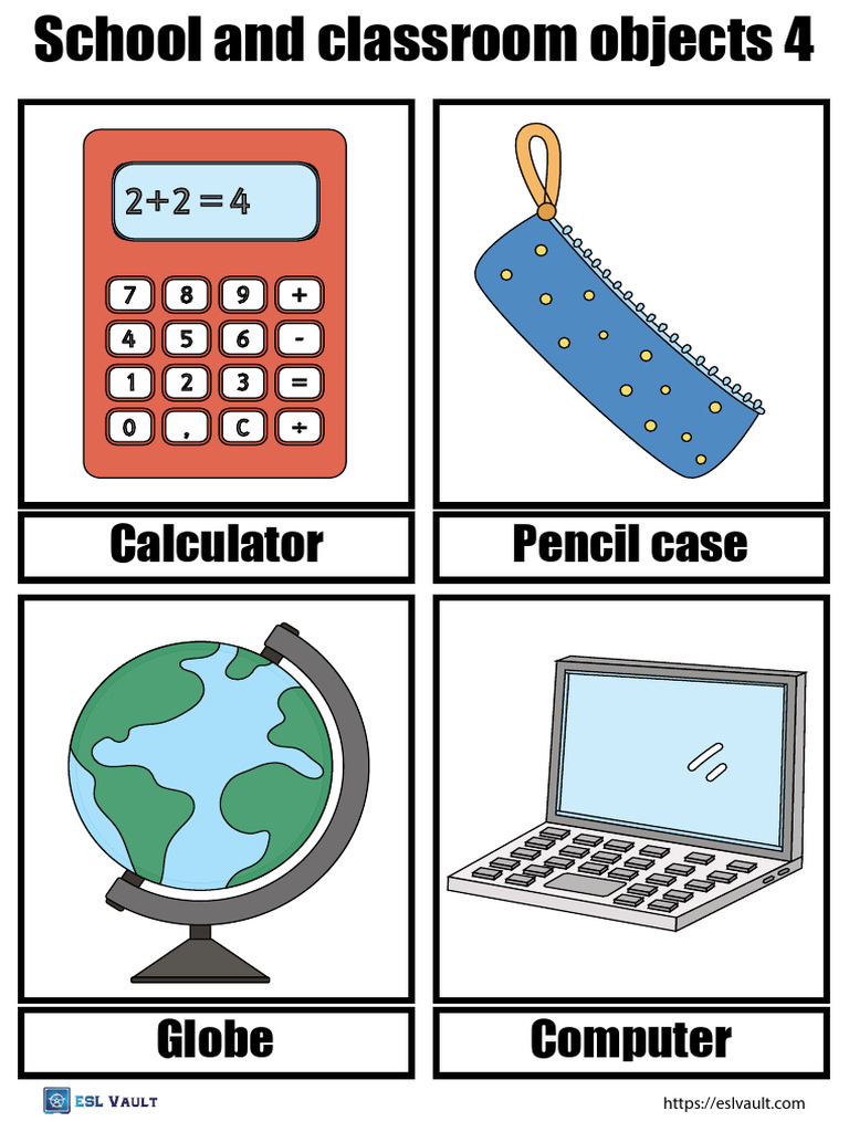 Printable Classroom Objects Flashcards 4 | PDF