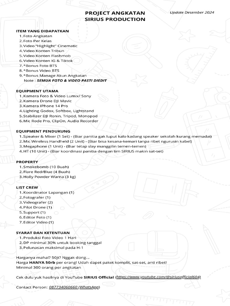 Project Angkatan - SIRIUS Production (Update Desember 2024) | PDF