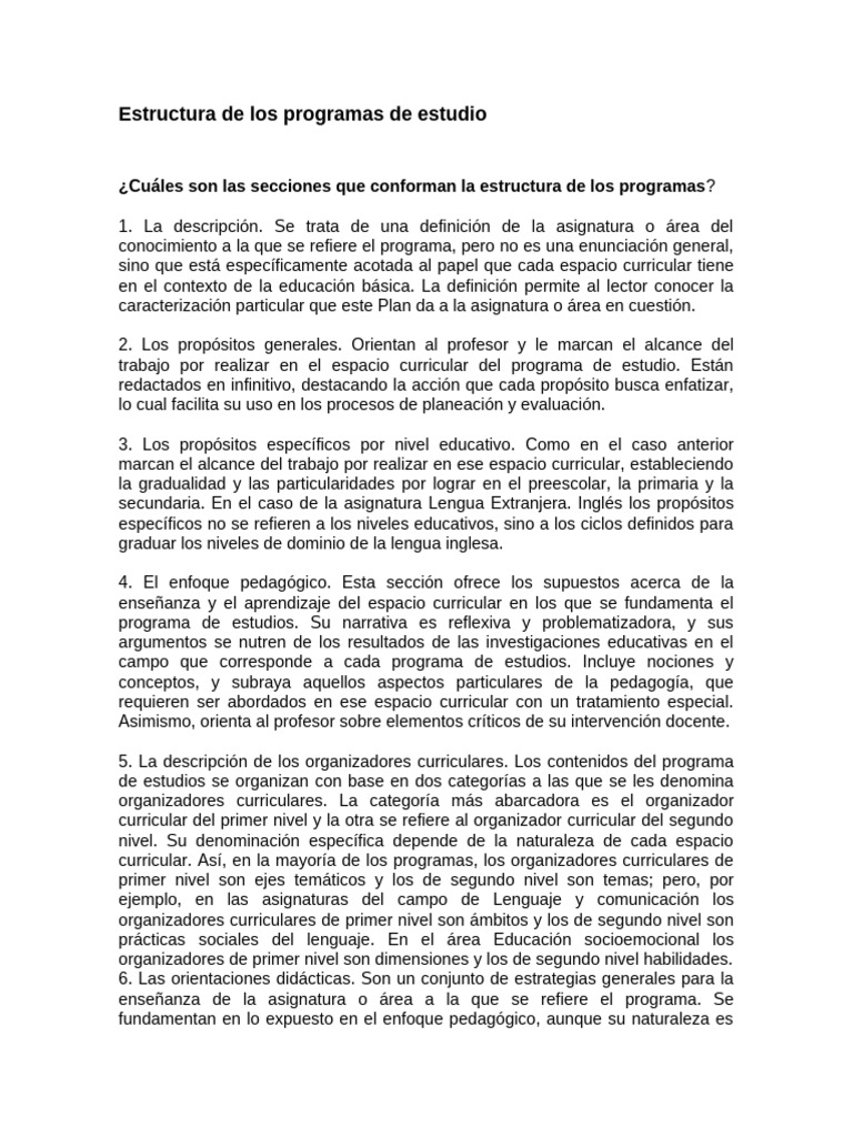 Estructura de Los Programas de Estudio | PDF | Evaluación | Maestros