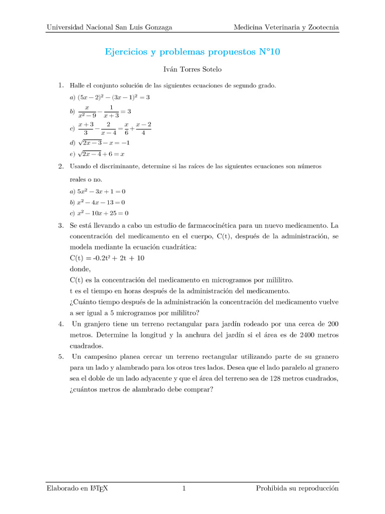 Ejerciciosyproblemaspropuestos N10 | PDF