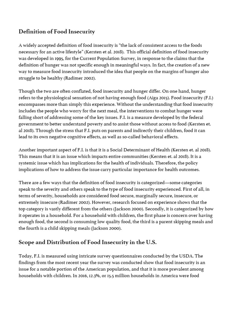 17. Definition of Food Insecurity (1) | PDF | Food Security | Poverty