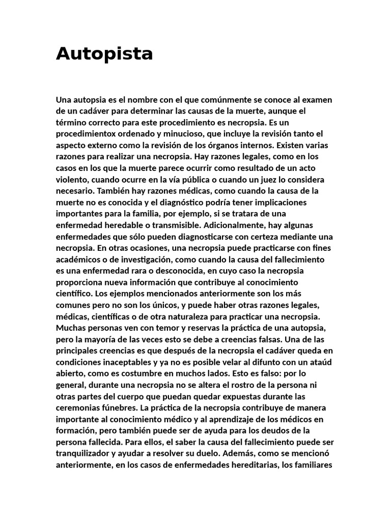 Autopista | PDF | Biopsia | Autopsia