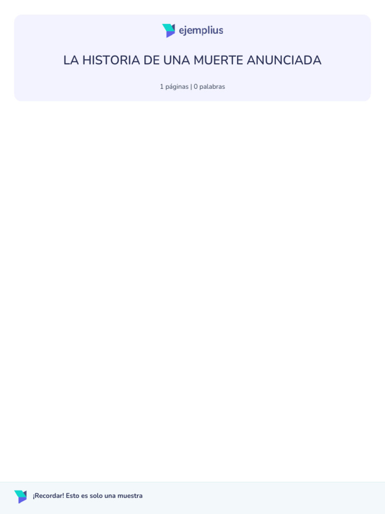 La Historia de Una Muerte Anunciada | PDF