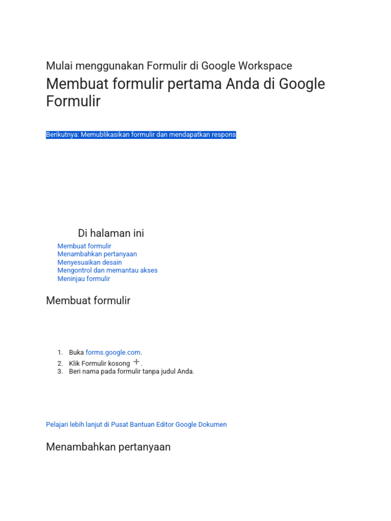 Memulai Formulir di Google Workspace | PDF