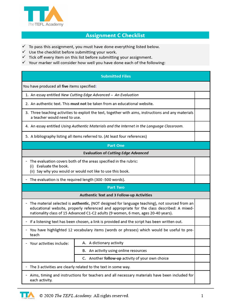 AssignmentC Step5 Checklist | PDF | Essays | Educational Technology
