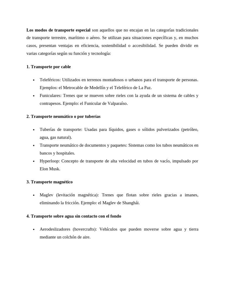 Los Modos de Transporte Especiales | PDF | Tren | Hyperloop