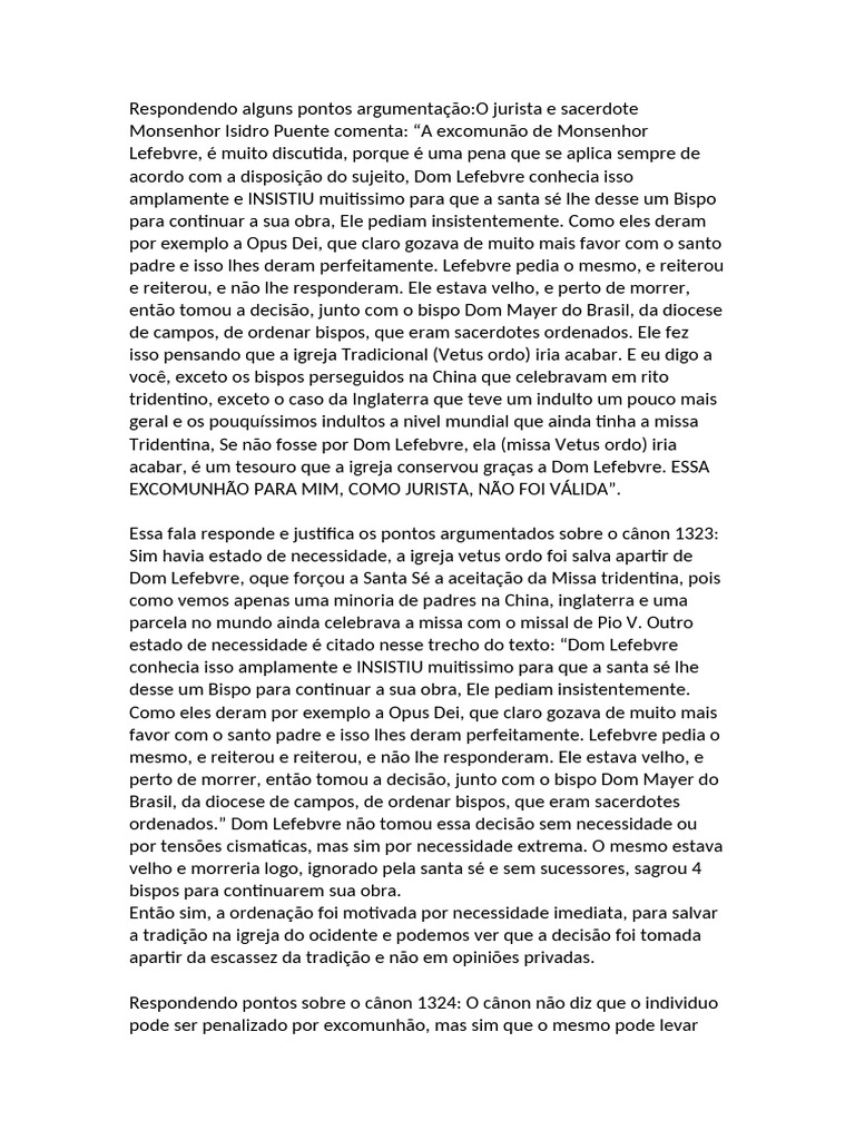 Dom Lefebvre e a excomunhão | PDF | Igreja católica | Teologia e ...
