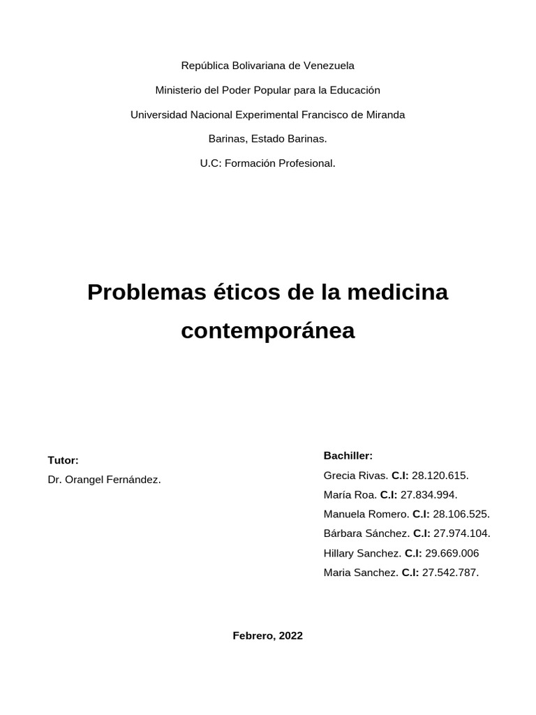 Trabajo Listo Sobre Medicina Etica 2022 | PDF | Donación de Organos | Adn