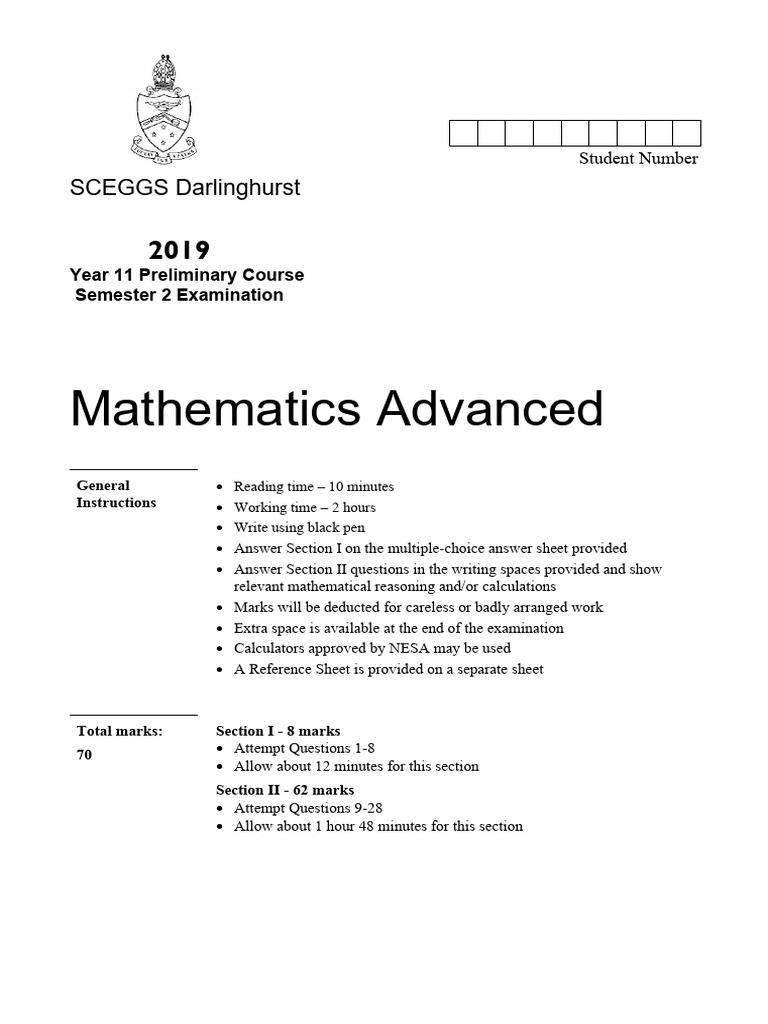 SCEGGS 2019 2U Prelim Yearly & Solutions | PDF | Multiple Choice ...