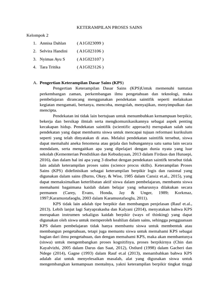 Keterampilan Proses Sains | PDF