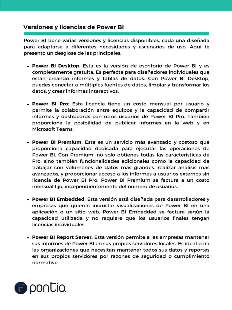Versiones y licencias de Power BI | PDF