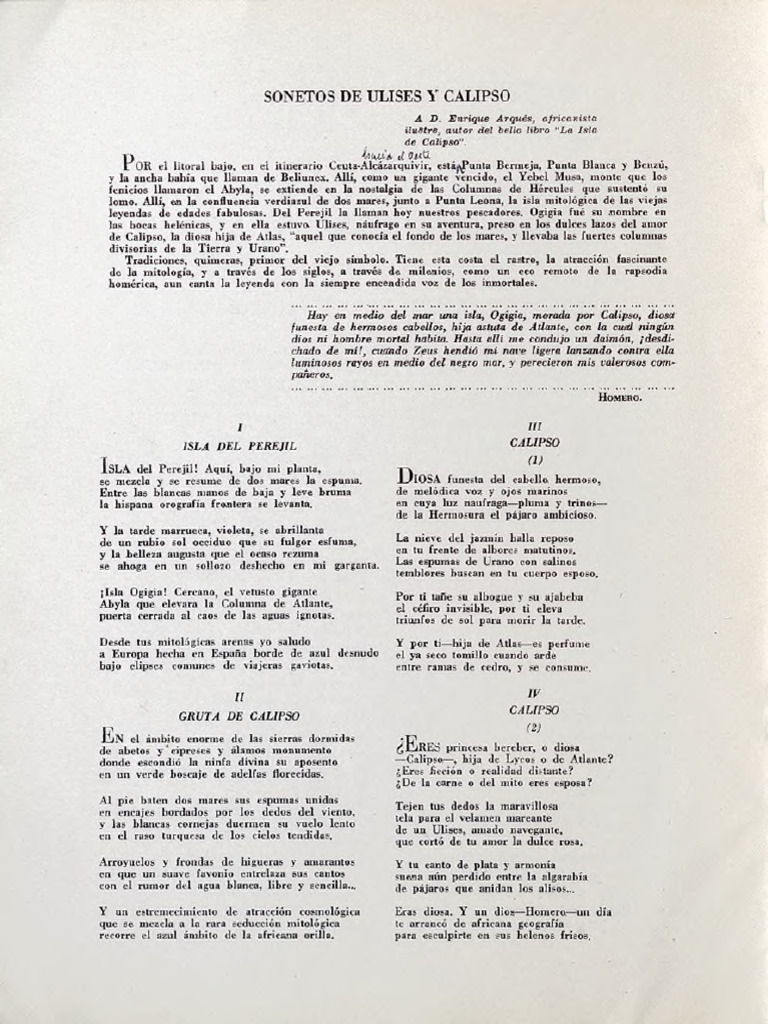 Sonetos de Ulises y Calipso 1215134 | PDF | Odiseo | Mitología griega