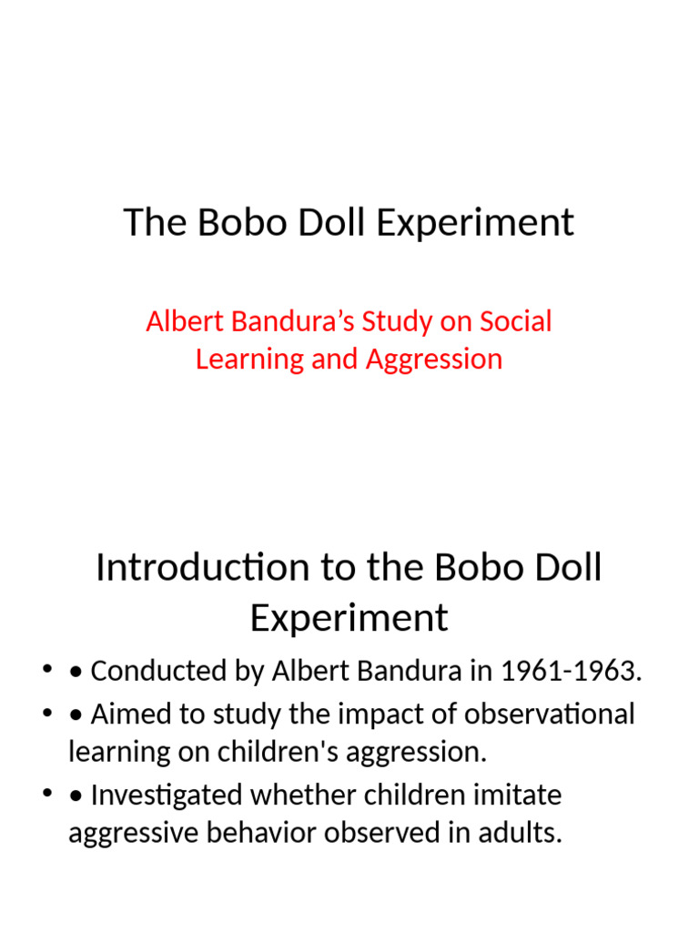 Bobo Doll Experiment Lecture | PDF