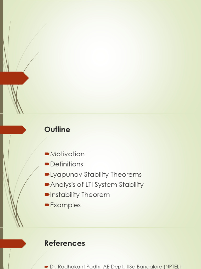 1 Stability Analysis of Nonlinear Systems by Lyapunov | PDF | Stability Theory | Nonlinear System