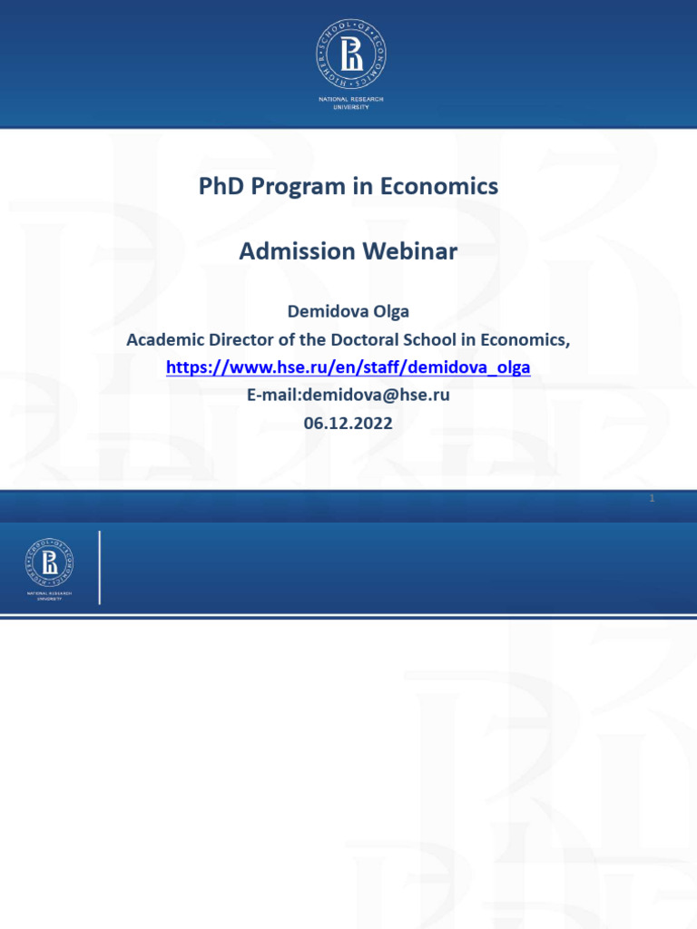 PhD-Program - 2023 HSE Russia | PDF | Doctor Of Philosophy | University And College Admission