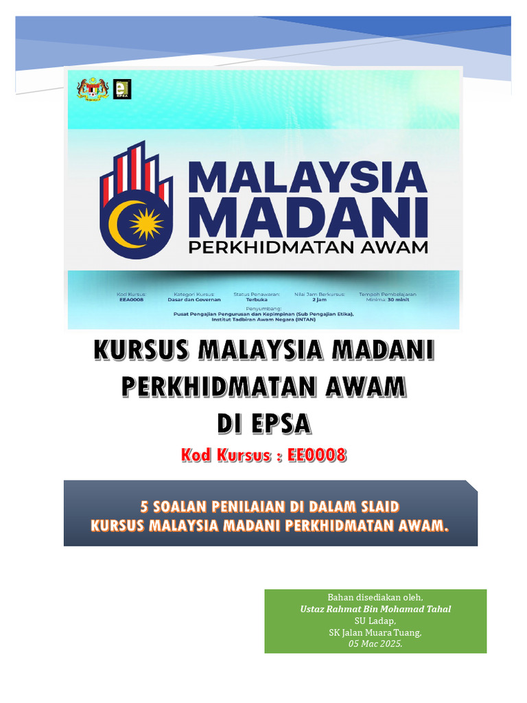 ePSA - Soalan Dalam Slaid Malaysia MADANI | PDF