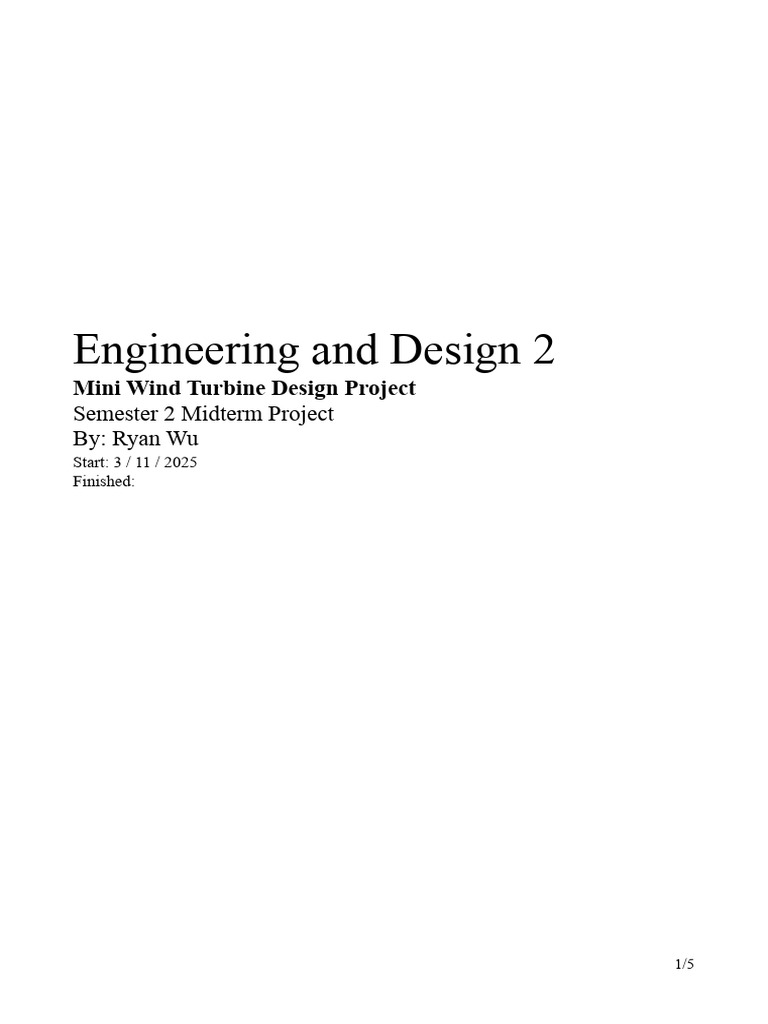Mini Wind Turbine Design Project | PDF | Wind Turbine | Turbine