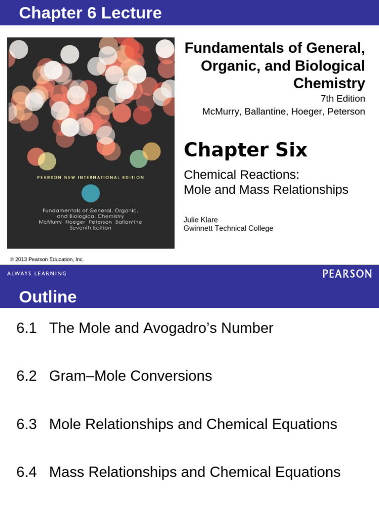 Chapter 6 Mass Relasionship in Chemical Reactions | PDF | Mole (Unit ...