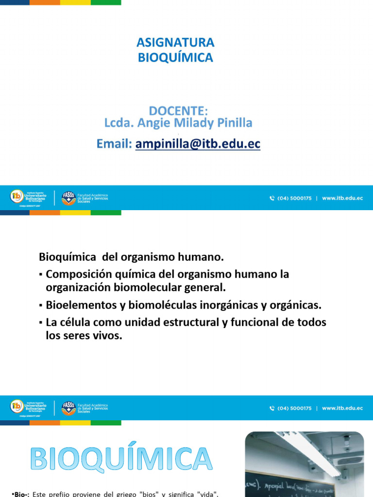 Clase 1 Bioquimica | PDF | Propiedades del agua | Organismos