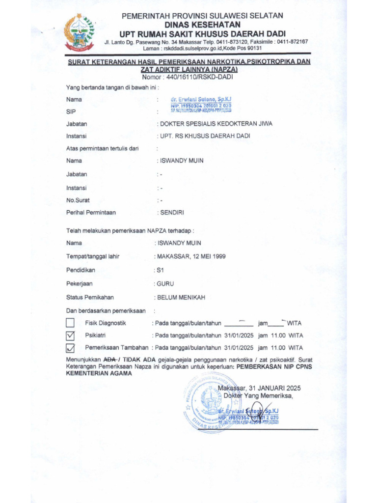 Hasil Lab Napza | PDF