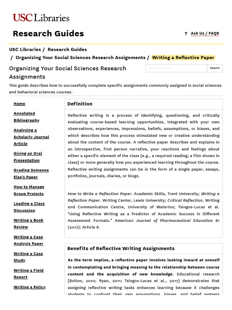 Writing a Reflective Paper | PDF | Experience | Knowledge