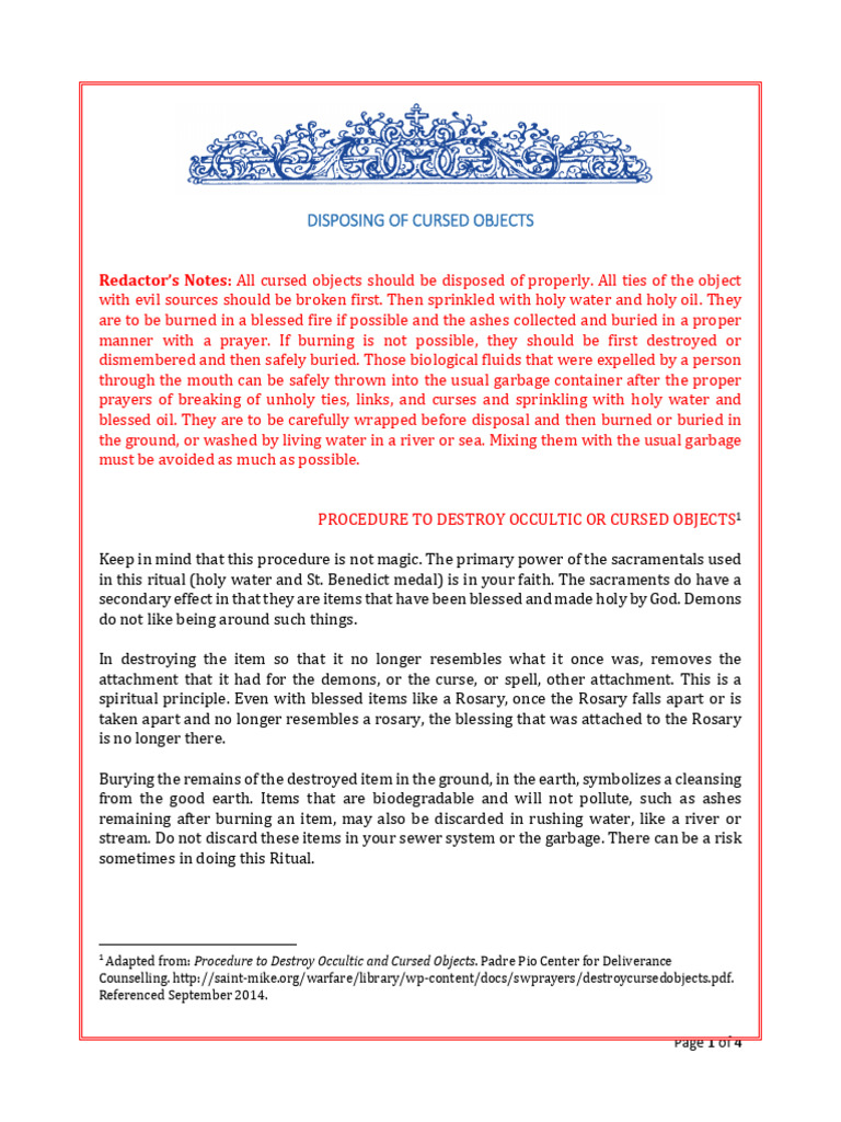 Dispose of Cursed Objects Safely | PDF | Michael (Archangel ...