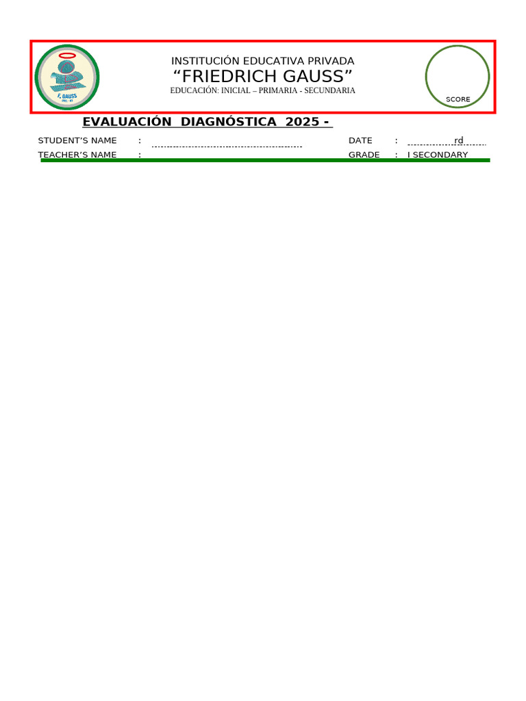 Format - Eval-Diagnóstica 25 | PDF