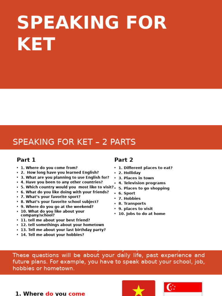 SPEAKING FOR KET Part 1-2 | PDF