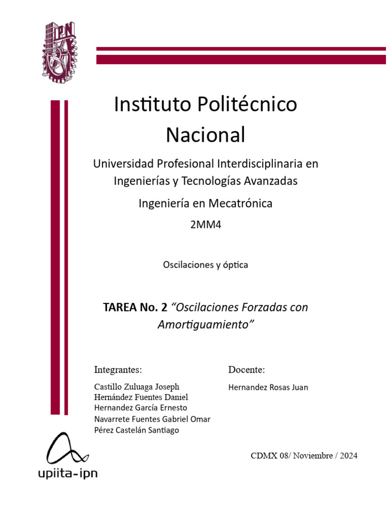 Tarea2 - Oscilaciones Forzadas | PDF