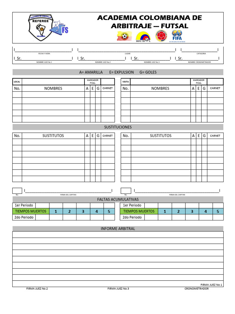 Planilla FUTSAL | PDF