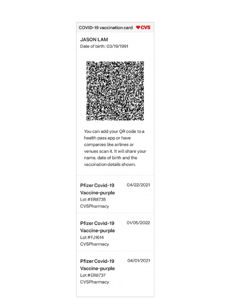 COVID 19 Vaccination Card | PDF