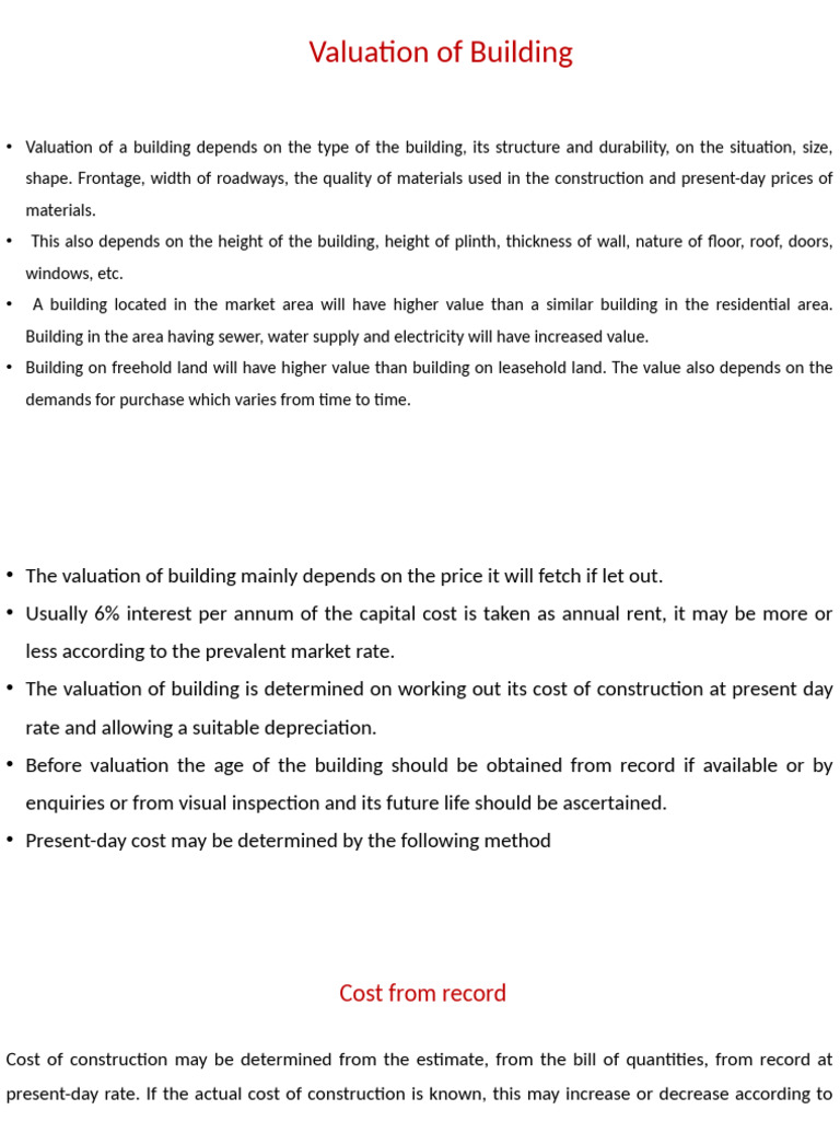 Valuation of A Building and Rent 23 | PDF | Depreciation | Valuation ...