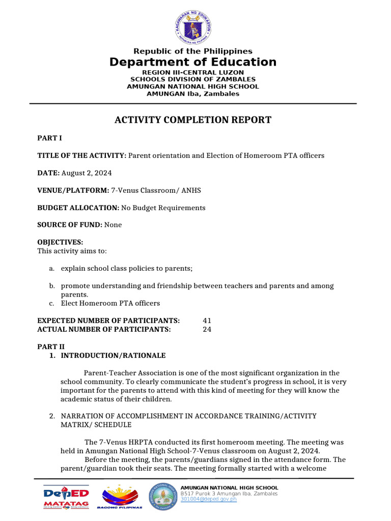 ACR-PTA-Meeting Orientation | PDF | Educational Organizations
