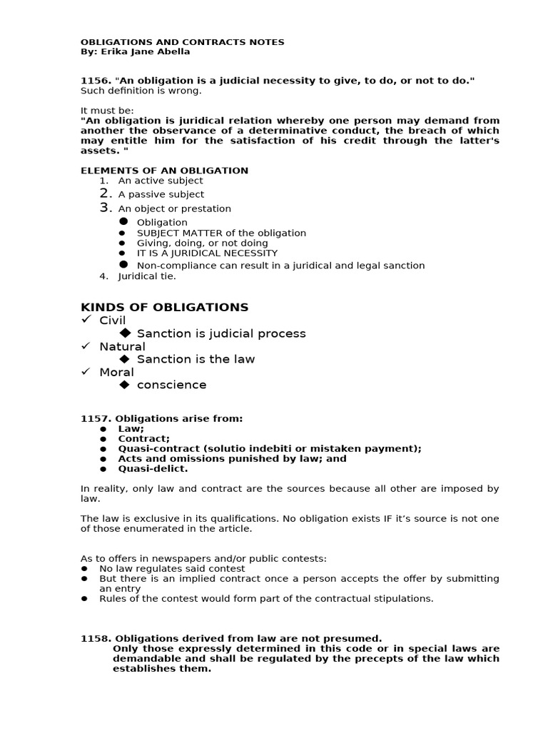 Obligation and Contracts Research | PDF | Criminal Law | Legal Concepts