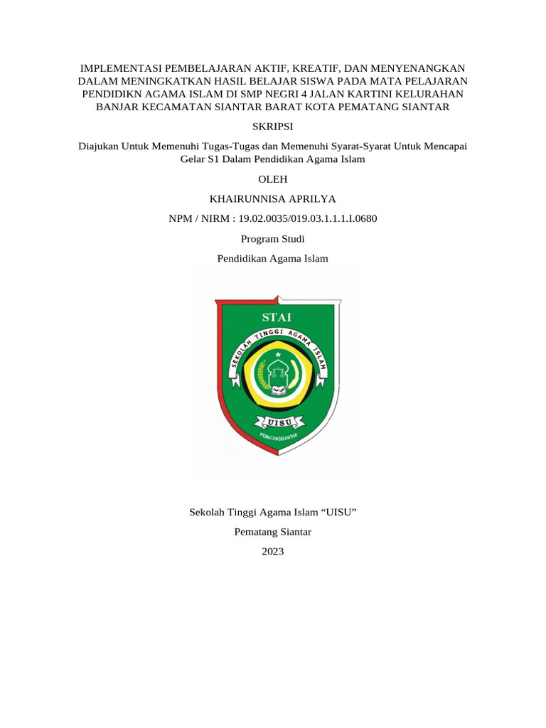 Cover Skripsi | PDF