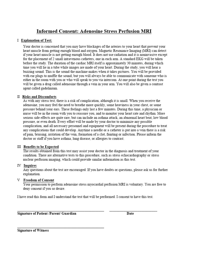 Consent-for-Stress-Perfusion-MRI-Form | PDF | Heart | Magnetic ...