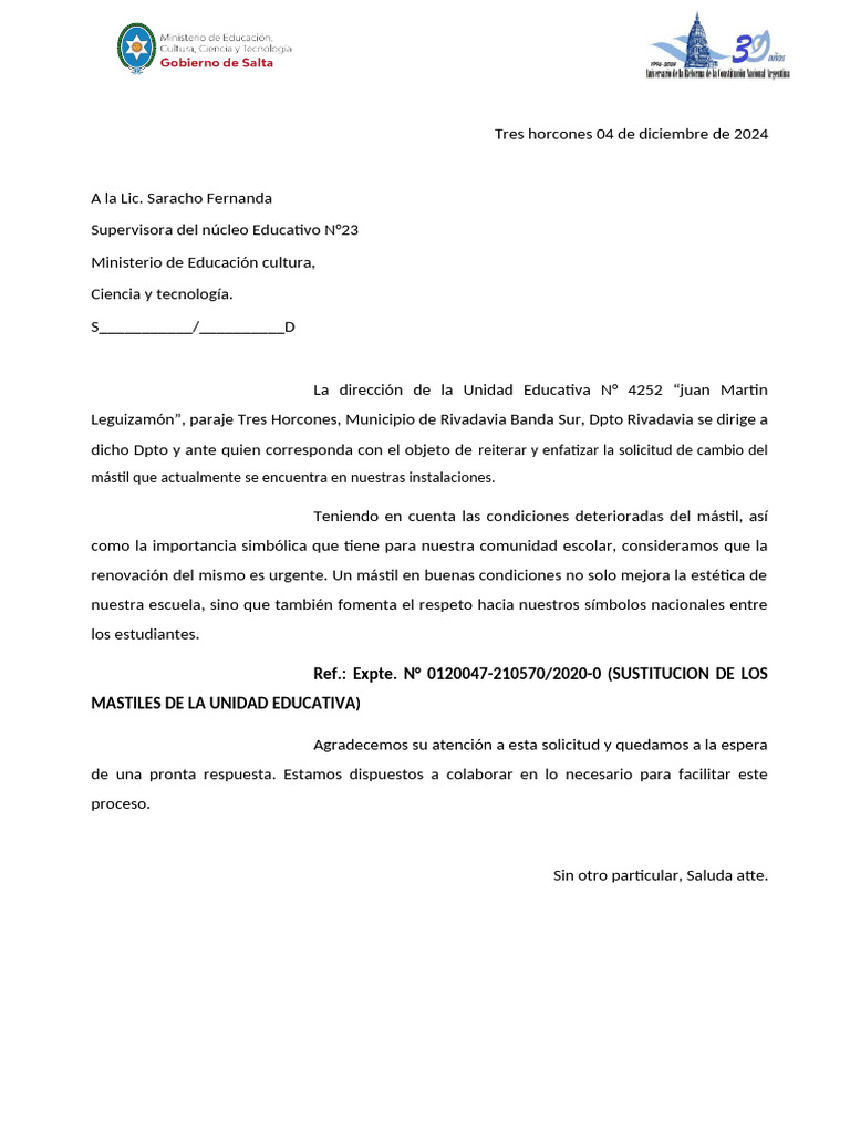 Nota de PEDIDO DE Mastil | PDF