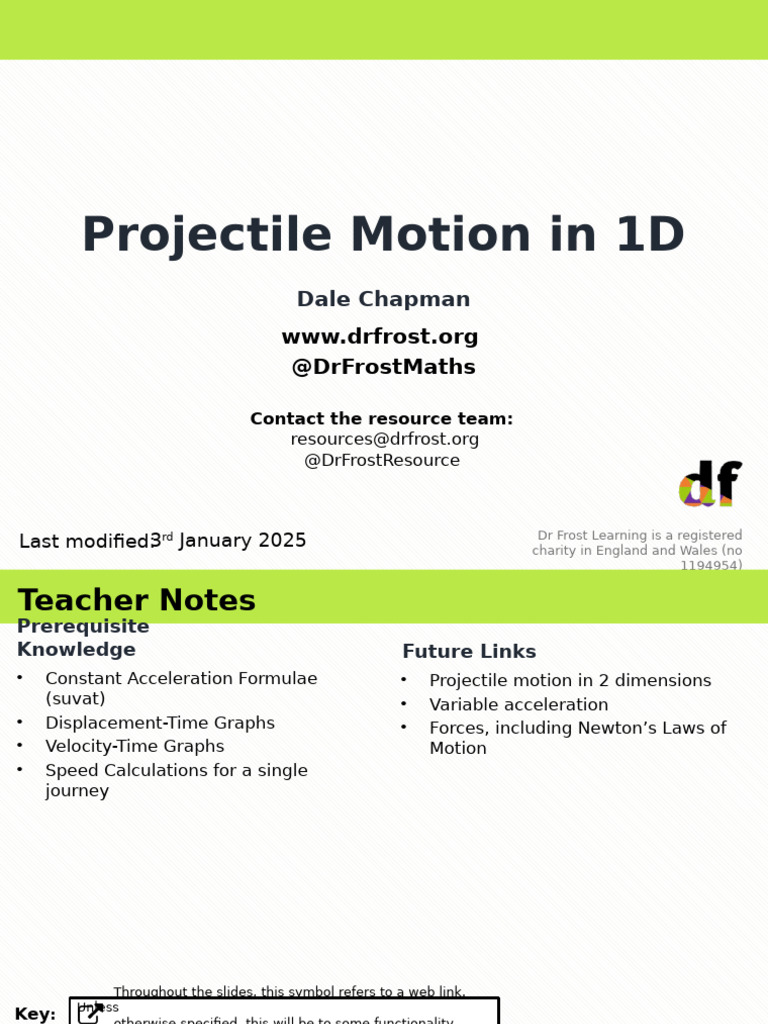 Projectile Motion in 1D - Lesson | PDF | Acceleration | Force